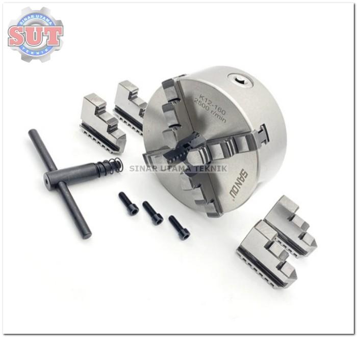 Jual K12-160 Chuck Bubut 6 inch 4 jaw Self Centering gerak bersamaan 1 ...