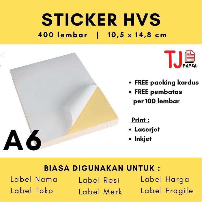 Jual Sticker HVS isi 400 lembar A6 Lintec (Sticker Doff / Stiker Resi ...