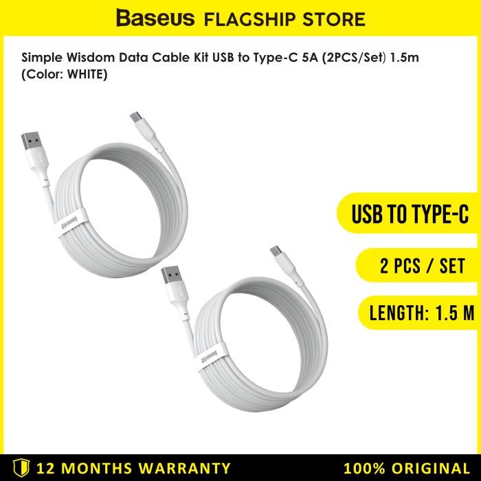 Jual Baseus Simple Wisdom Data Cable Kit USB to Type-C 5A (2PCS/Set 1 ...
