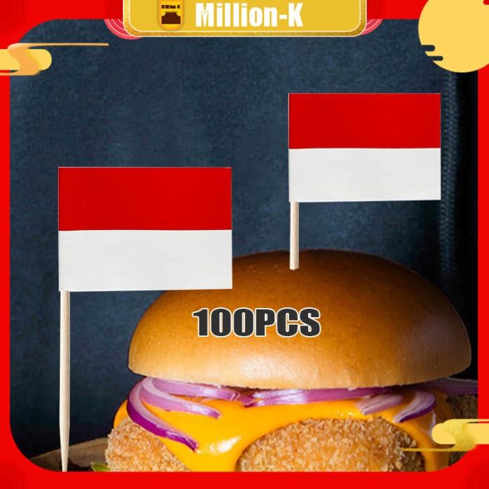 Jual Topper Bendera 100pcs Bendera Tusuk Gigi Indonesia Merah Putih ...