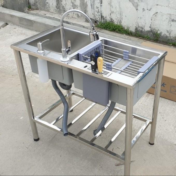 Jual kitchen sink portable stainless sus 304 bak cuci piring meja 82x45 ...