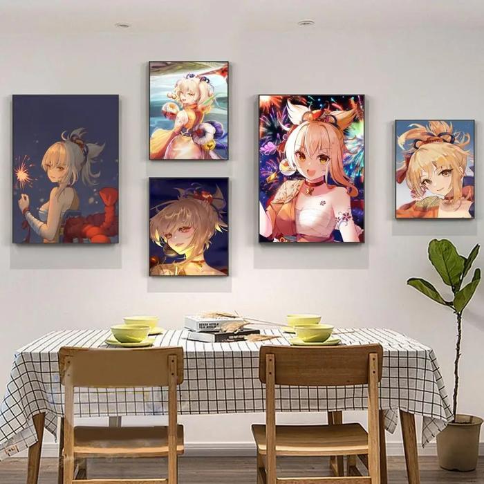 Jual Genshin Impact Yoimiya Poster Anime Posters Sticky Vintage Room ...