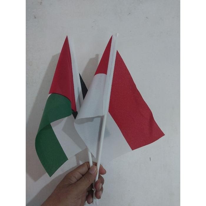 Jual bendera merah putih dan bendera palestina kibar tangan isi 2 ...