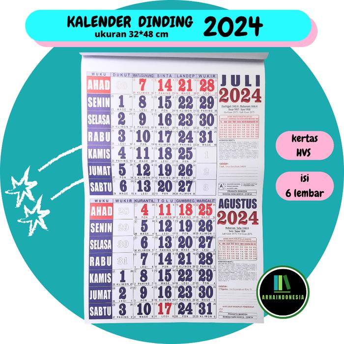 Jual ER_65 KALENDER 2024 Kalender Dinding 2 bulanan isi 6 lembar HVS ...