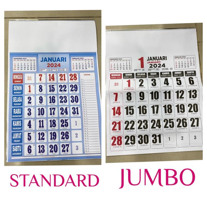 Jual ER_65 KALENDER DINDING BULANAN TAHUN 2024 UKURAN STANDARD DAN ...