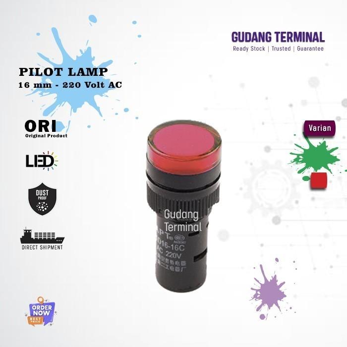 Jual Pilot Lamp Lampu Indikator Panel Listrik LED 16mm 220Volt AC ...