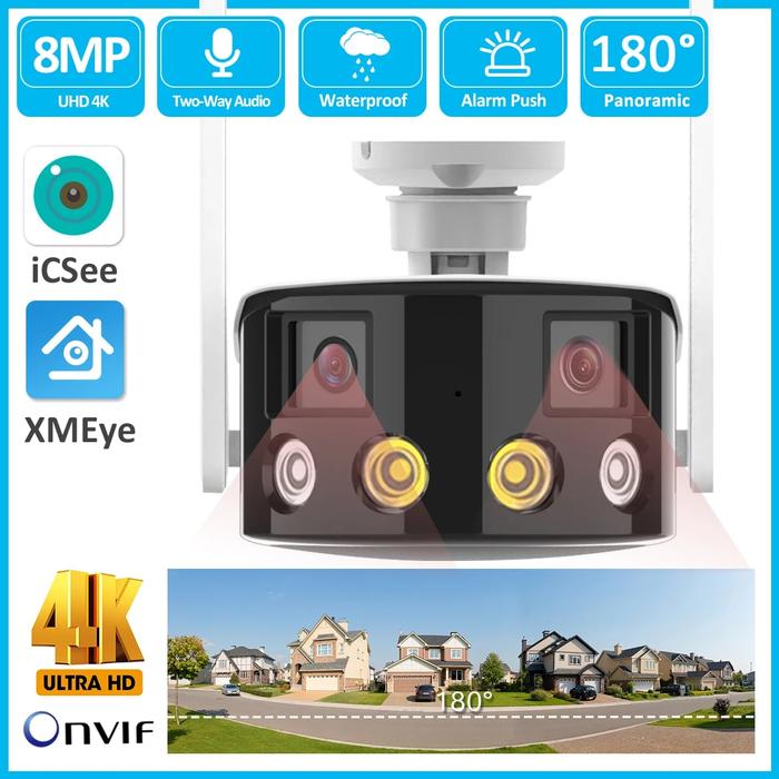 Jual Outdoor 4K 8MP 180° Ultra Wide View Angle Panoramic Waterproof ...