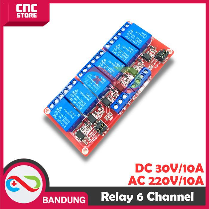 Jual terhemat module relay 6 channel 5v aktiv high low with optocoupler ...