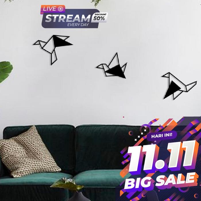 Jual DEKORASI ORIGAMI BURUNG KAYU (1 SET) / DEKORASI DINDING KAYU ...