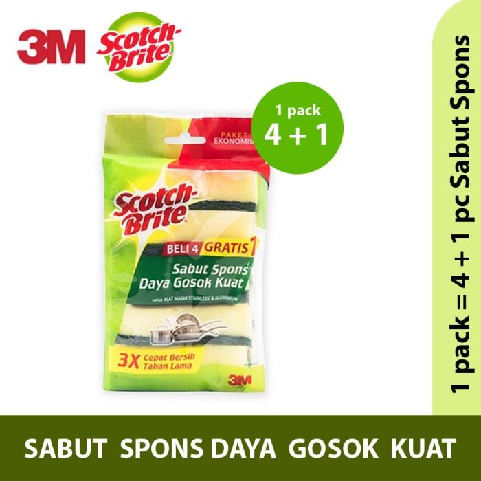Jual 3M Scotch Brite 5 Pcs Sabut Spons Hijau Cuci Piring ID 30P5 - 4+1 ...