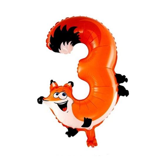 Jual Balon Foil Angka Hewan Binatang Lucu Tema Animal - Angka3 Fox ...
