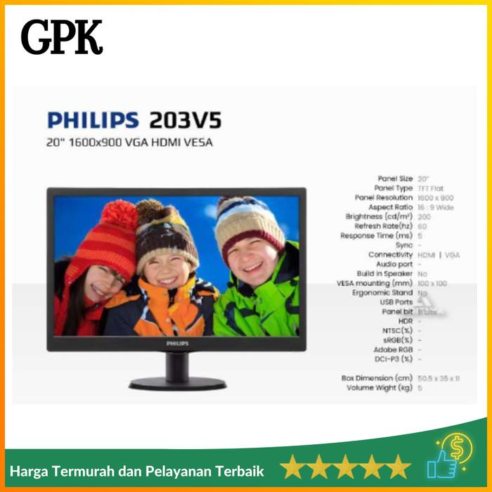 Jual MONITOR LED PHILIPS 203V5 - LHSB HDMI VGA 20 INCH | Monitor Philips - Jakarta Pusat - GPK ...