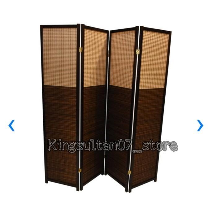 Jual Pembatas Ruangan/Sekat Ruangan/Partisi 4 Panel Arthome - Cokelat ...