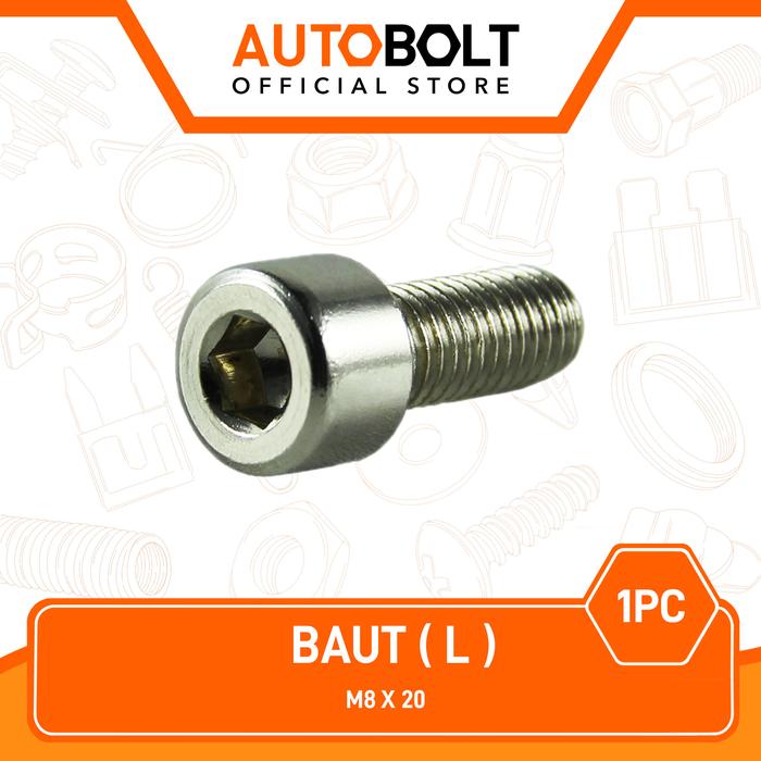 Jual Baut L M8x20 8x20 8 x 20 M8 Kunci K 5 P Pitch 1.25 Baud Bolt Universal - Kota Bandung ...