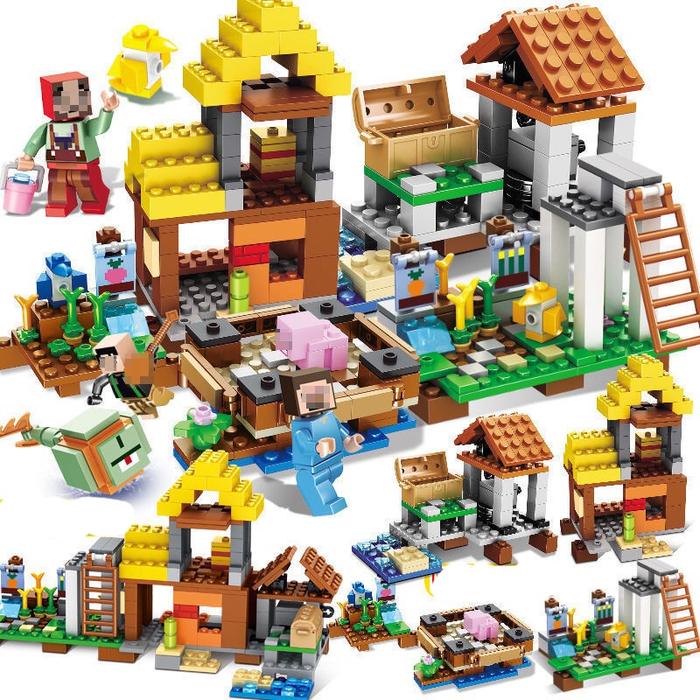 Jual 4 In 1 Mainan Balok Bangunan Lego Minecraft Farm Hut House City Of ...