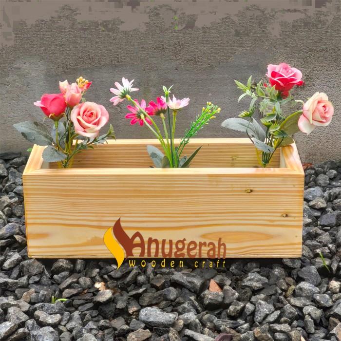 Jual Pot Bunga Kayu 10x30cm Planter Tanaman Jati Belanda Motif Serat ...
