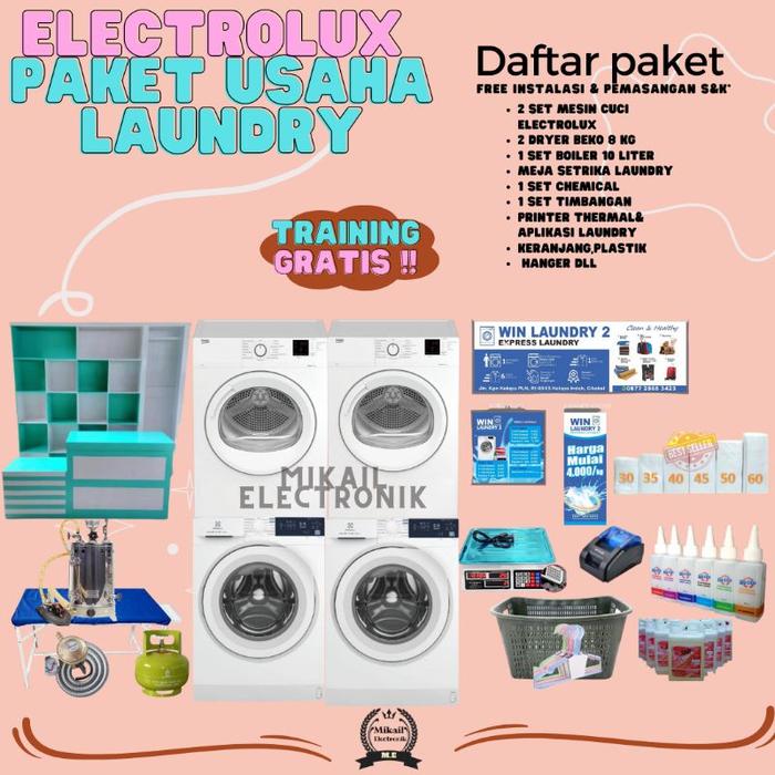 Jual PAKET USAHA LAUNDRY KILOAN SATUAN STACK MESIN CUCI ELECTROLUX ...