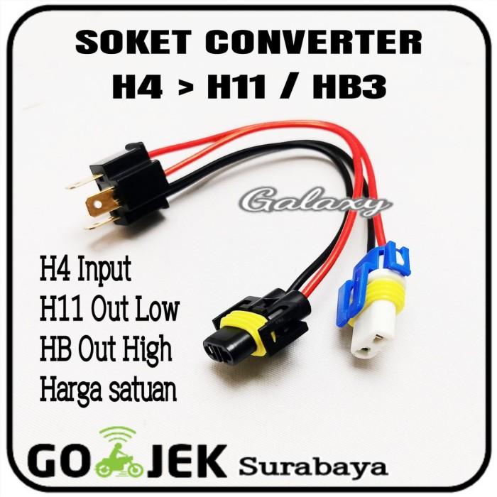 Jual Soket Lampu Adapter Converter Konverter H4 to H7 H11 HB3 HB4 - H7 ...
