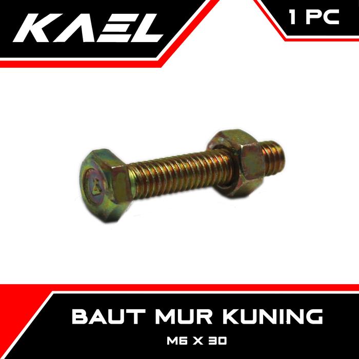 Promo Baut Mur Kuning M6X30 Berbagai Keperluan Baud Bolt Nut M 6 X 30 ...