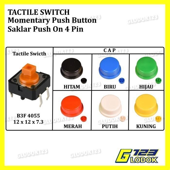 Jual Omron OEM Push Button B3F 4055 12x12x7.3 Tutup Tactile Tach Switch ...
