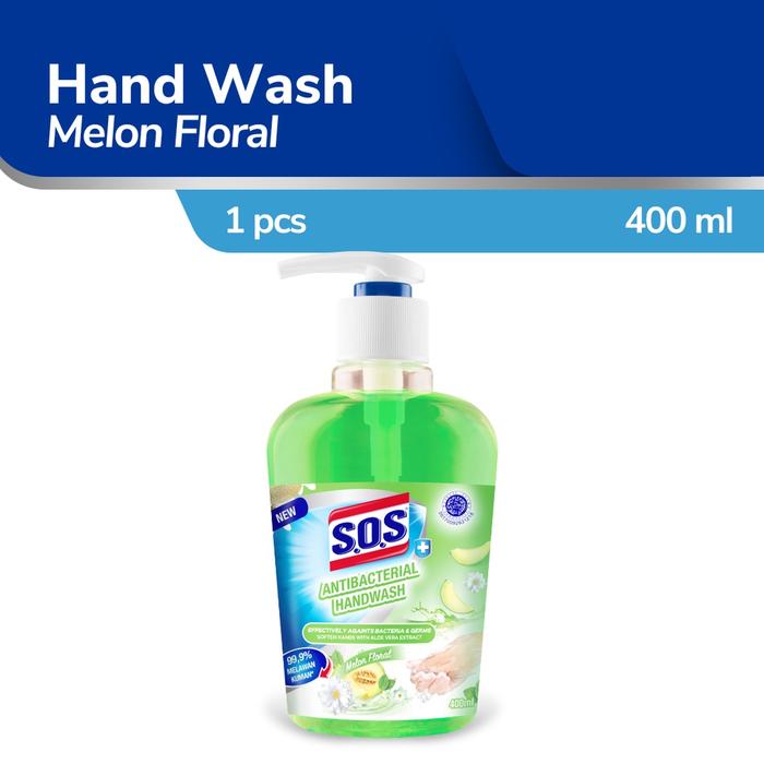 Promo SOS Hand Soap Sabun Cuci Tangan Melon Floral HiJau 400 ML Botol ...