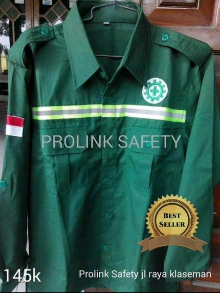 Jual Baju safety seragam proyek hijau lapangan kemeja hem kerja pria ...