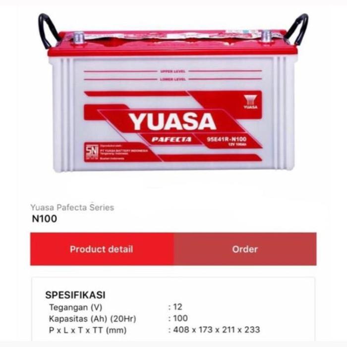 Jual Aki / Accu / Battery Basah Mobil Yuasa Pafecta N 100 12 V 100 Ah - Jakarta Pusat ...