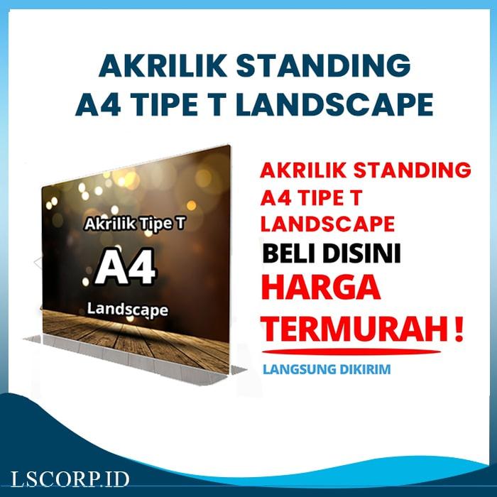 Jual Akrilik Brosur Bening A4 Tipe T Landscape Stand Acrylic Meja 2 mm ...