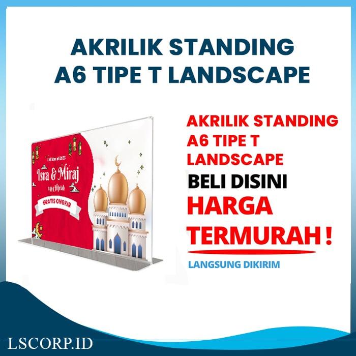 Jual Akrilik Brosur Bening A6 Tipe T Landscape Stand Acrylic Meja 2 mm ...
