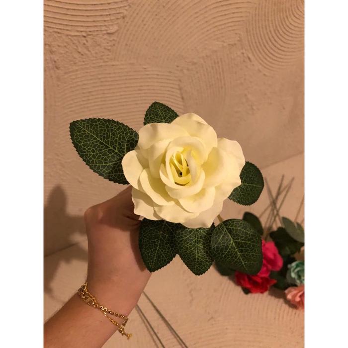 Jual Bunga Mawar imitasi Tangkai Ecer kelopak 6-7cm - ivory - Kab ...
