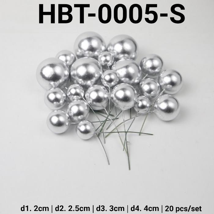 Jual GR-HBT-0005 Cake topper hiasan kue bola emas perak biru pink putih ...