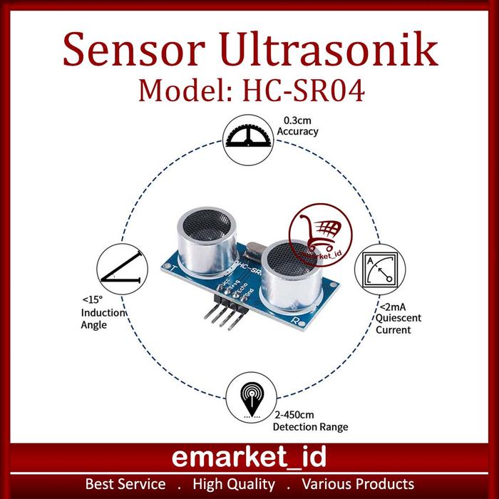 Jual Sensor Ultrasonik / HC-SR04 Mengukur Jarak Range Finder - Kota ...