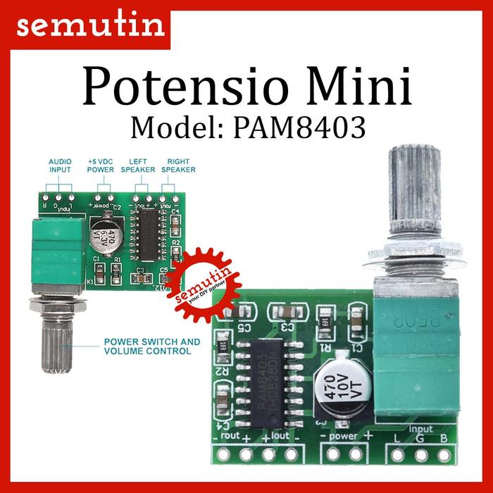 Jual Potensio Mini 5V PAM8403 / Power Amplifier Digital dengan Stereo ...