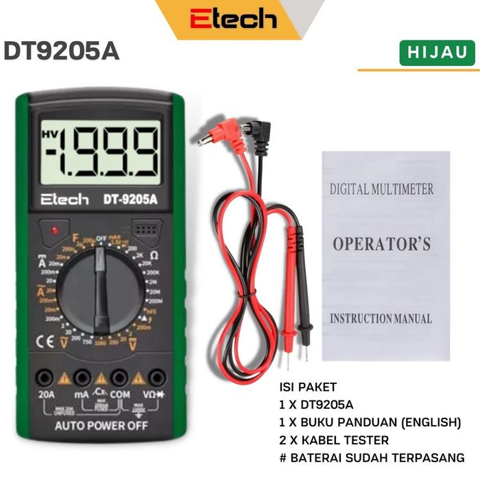 Jual DT9205A Multimeter Digital Professional Voltage Tester AC DC 1000V ...