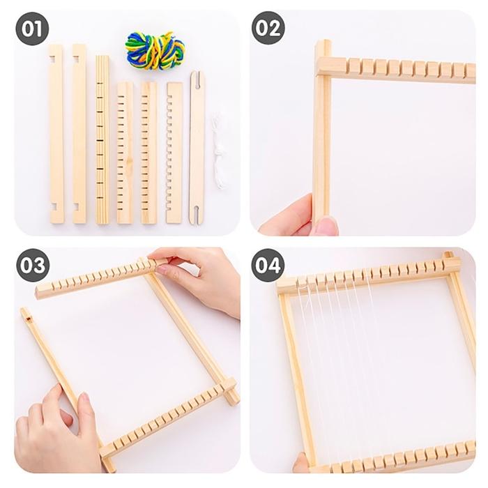 Jual Wooden Loom Knitting Machine Weaving Loom Frame With Shuttle Kit ...