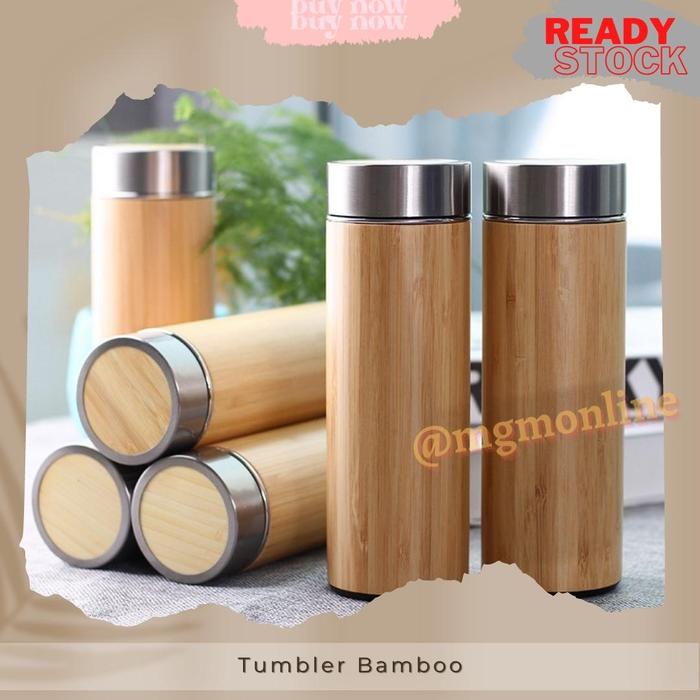 Jual Tumbler NATURE stainless bamboo 500ml botol air bambu vaccum flask ...