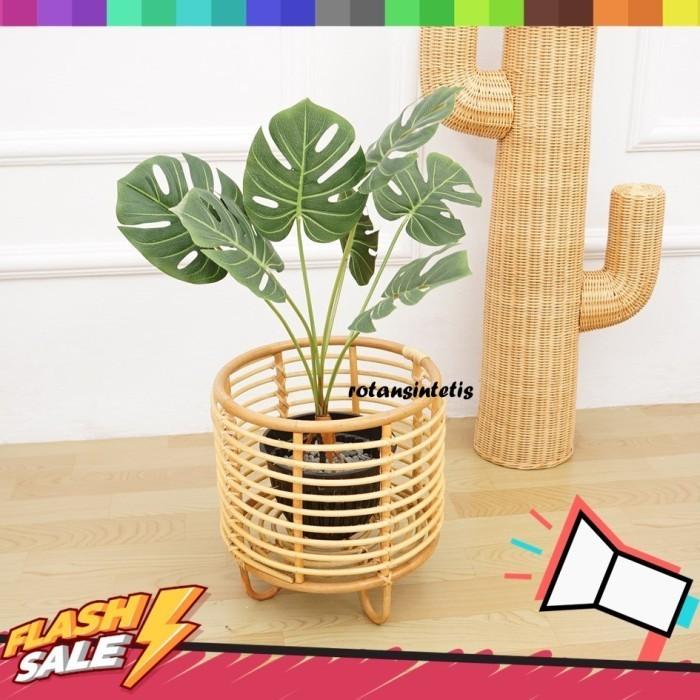 Jual Keranjang Anyaman Cover Pot Rotan Alur Vas Hias Aesthetic Unik ...