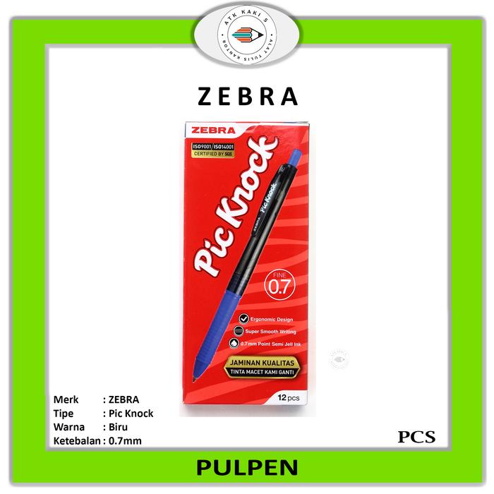 Jual ZEBRA. PENA SEMI GEL PIC KNOCK 0.7mm (BIRU) ECER - Jakarta Utara ...