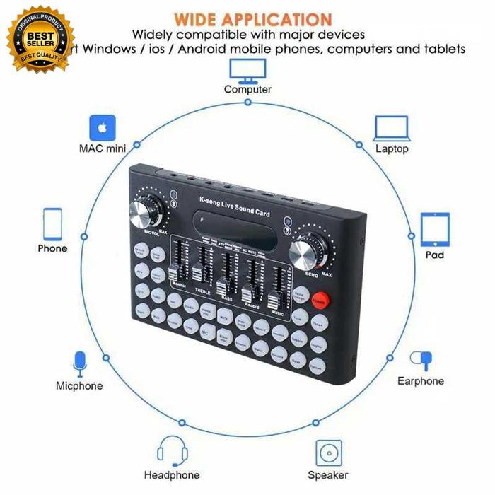 Jual Karaoke Usb Sound Card Amplifier Bluetooth Live Broadcast Mixer Di ...