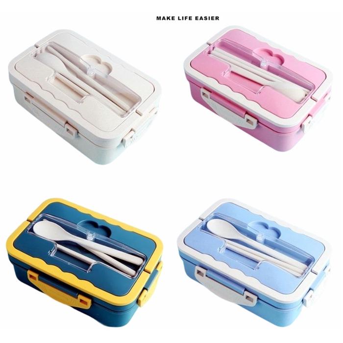 Jual Lunch Box Set Kotak Bekal Makan Jerami Gandum Kotak Makan 1000ml 4 In - Kota Bandung - Abi ...