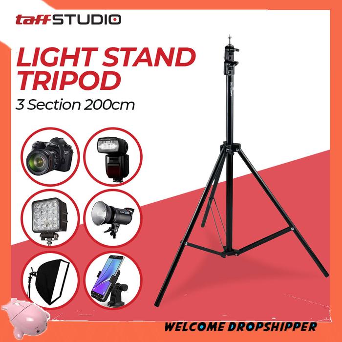 Jual TaffSTUDIO Tiang Satuan Stand Tripod 200cm for Studio Lighting ...