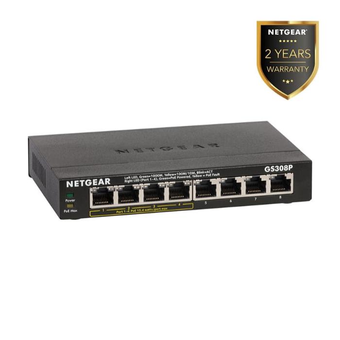 Jual Netgear GS308P 8-Port Gigabit Ethernet Unmanaged POE Desktop ...
