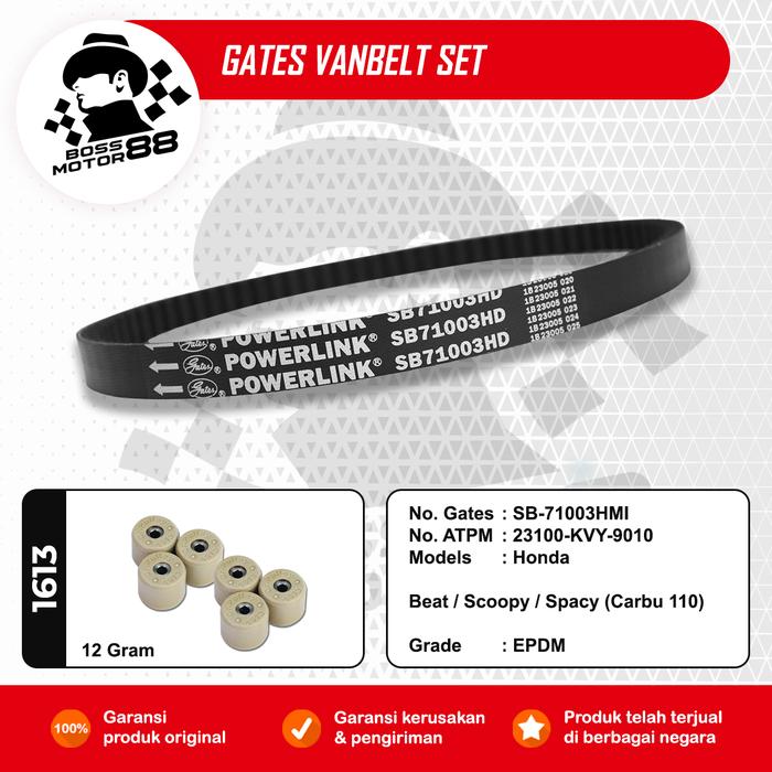 Jual Gates Van Belt Set Roller Dr Pulley KVY Beat Scoopy Spacy Carbu110 ...