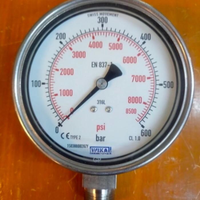 Jual wika pressure gauge wika 4 inch 0-600 bar&psi drat1/2 inch ...