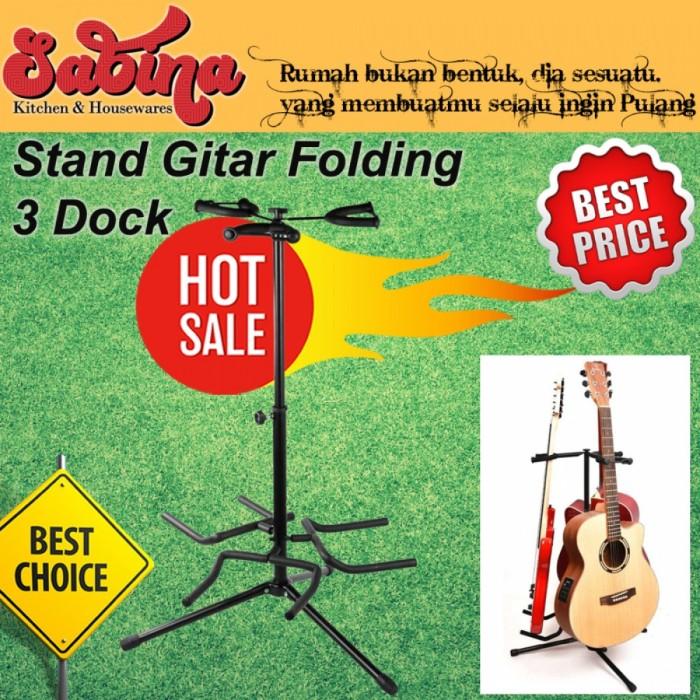 Jual Stand Gitar Folding 3 Dock Dudukan Bingkai Besi Tinggi Adjustable ...