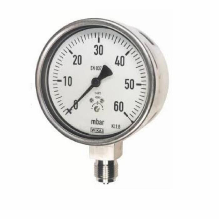 Jual wika pressure gauge wika low 0-60 mbar 2.5 inch 1/4 inch NPT ss ...