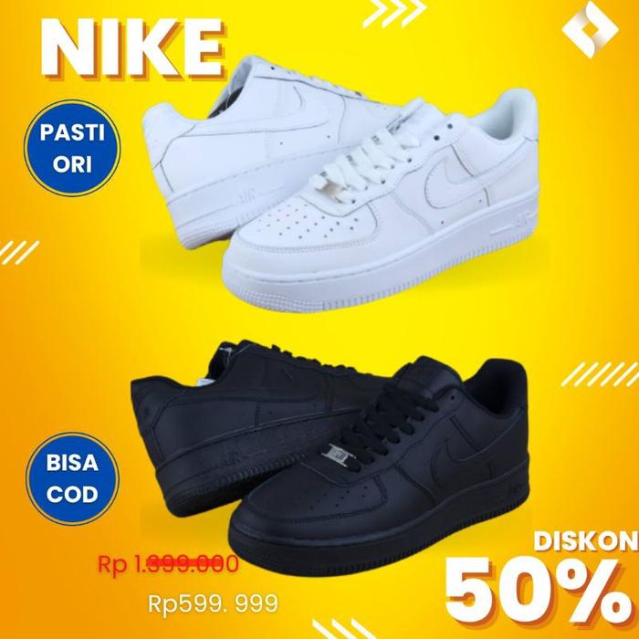 Jual Sepatu Sneakers Nike Air Force 1 ' 07 Hitam Putih 1 Low 100 ...