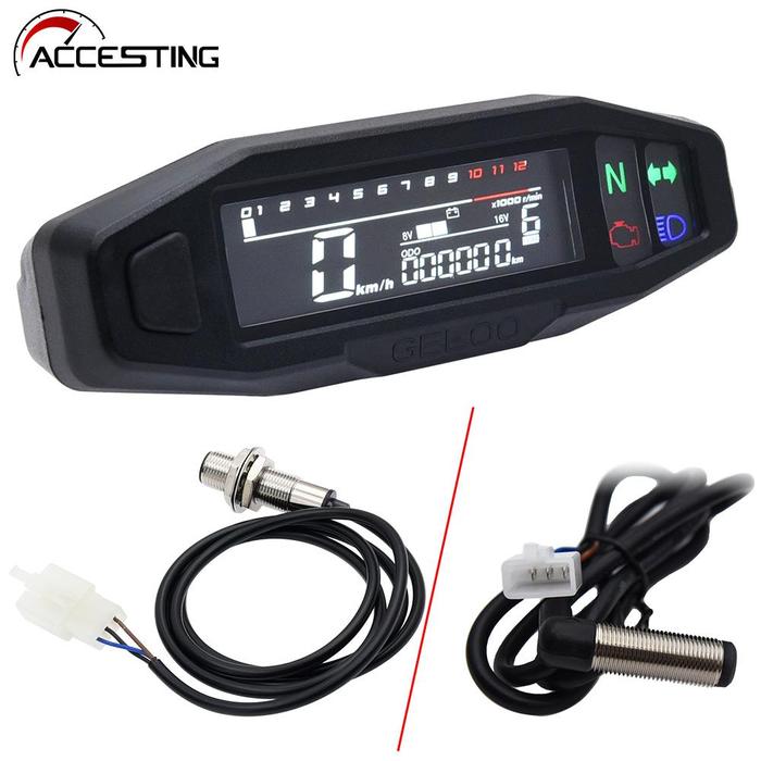 Jual 2022 Motorcycle Speedometer Oil Gauge Tachometer Universal Digital ...