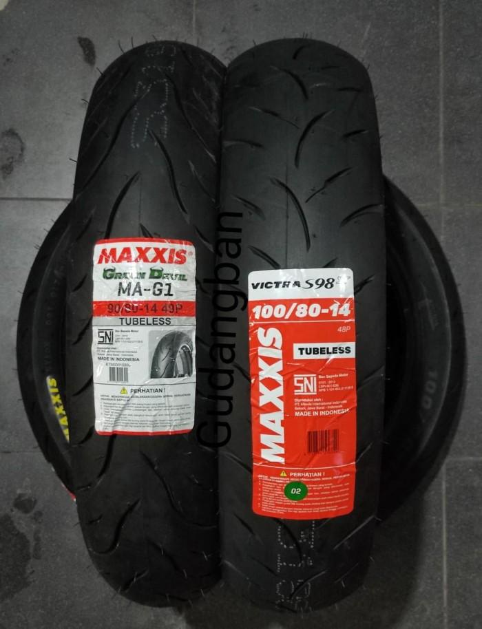 Jual Paket ban luar Maxxis 90 - 80 green devil 100 - 80 - 14 victra ...