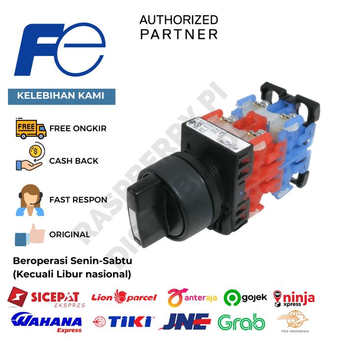 Jual FUJI AR22PR-122B SELECTOR SWITCH SPRING RETURN 3 POSISI 2NO 2NC ...